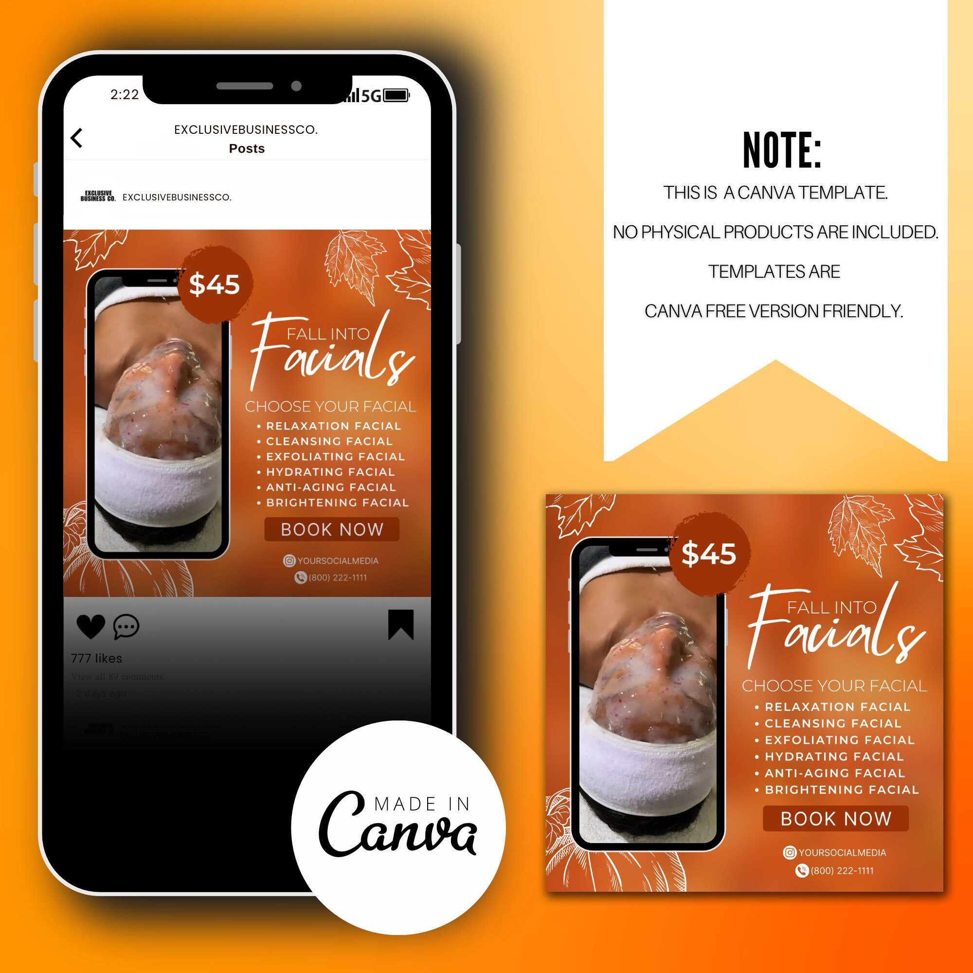 Fall Season Sale Flyer DIY Flyer Template Design Facial Treatment Flyer ...