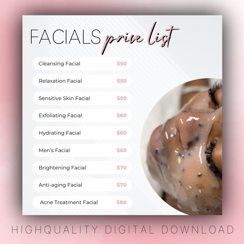 Facials Flyers Template Facial Treatment Flyer Facial Template Price ...