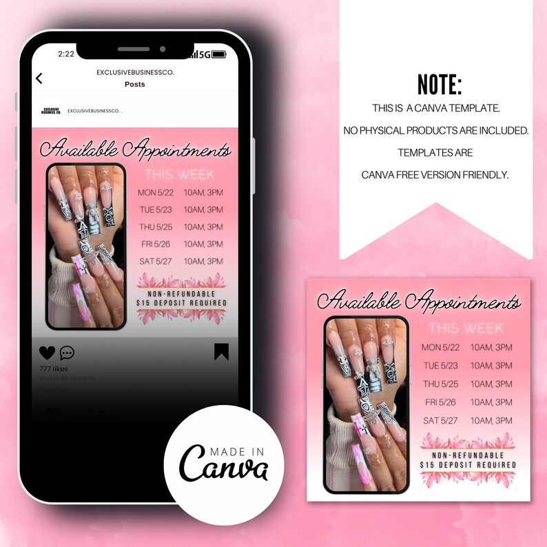 Nail Tech Flyer Nail Template for Nail Tech Booking Site for Nail Tech ...