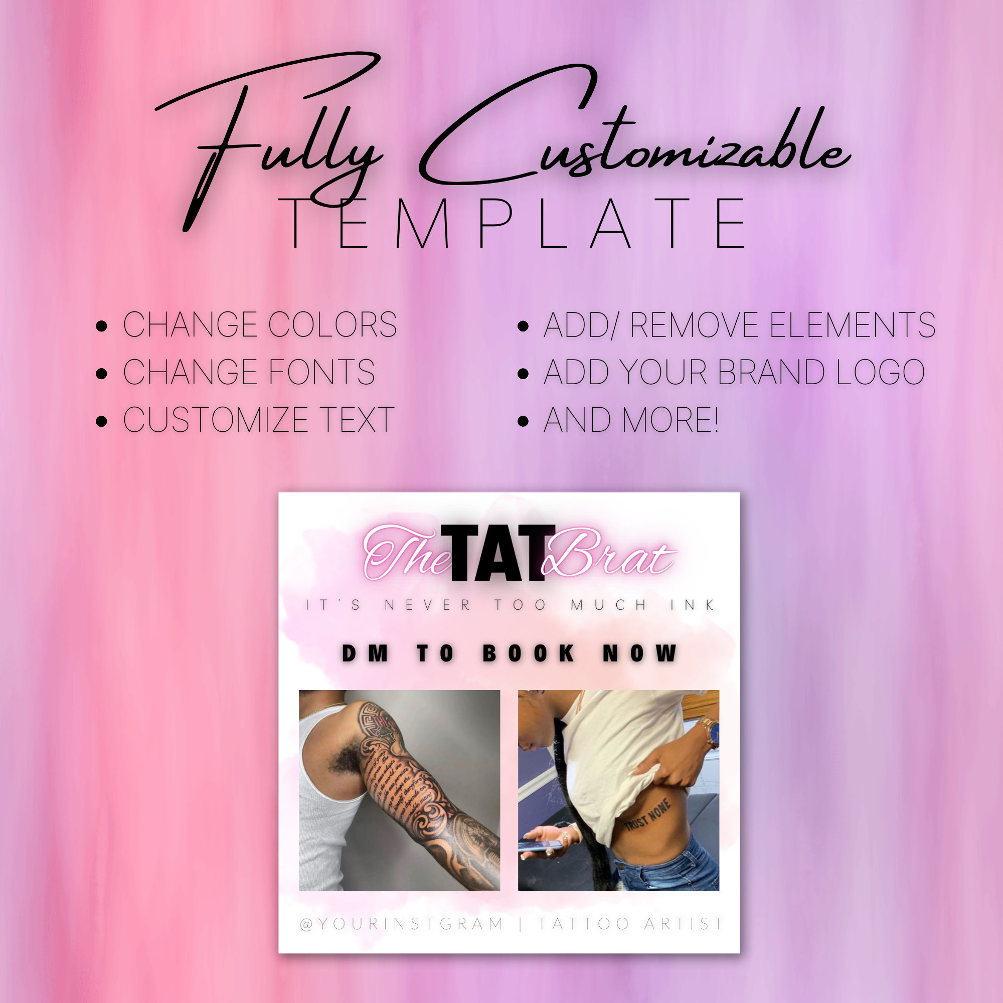Tattoo Book Now Template, DIY Tattoo Flyer, Women’s Book Now Digital ...