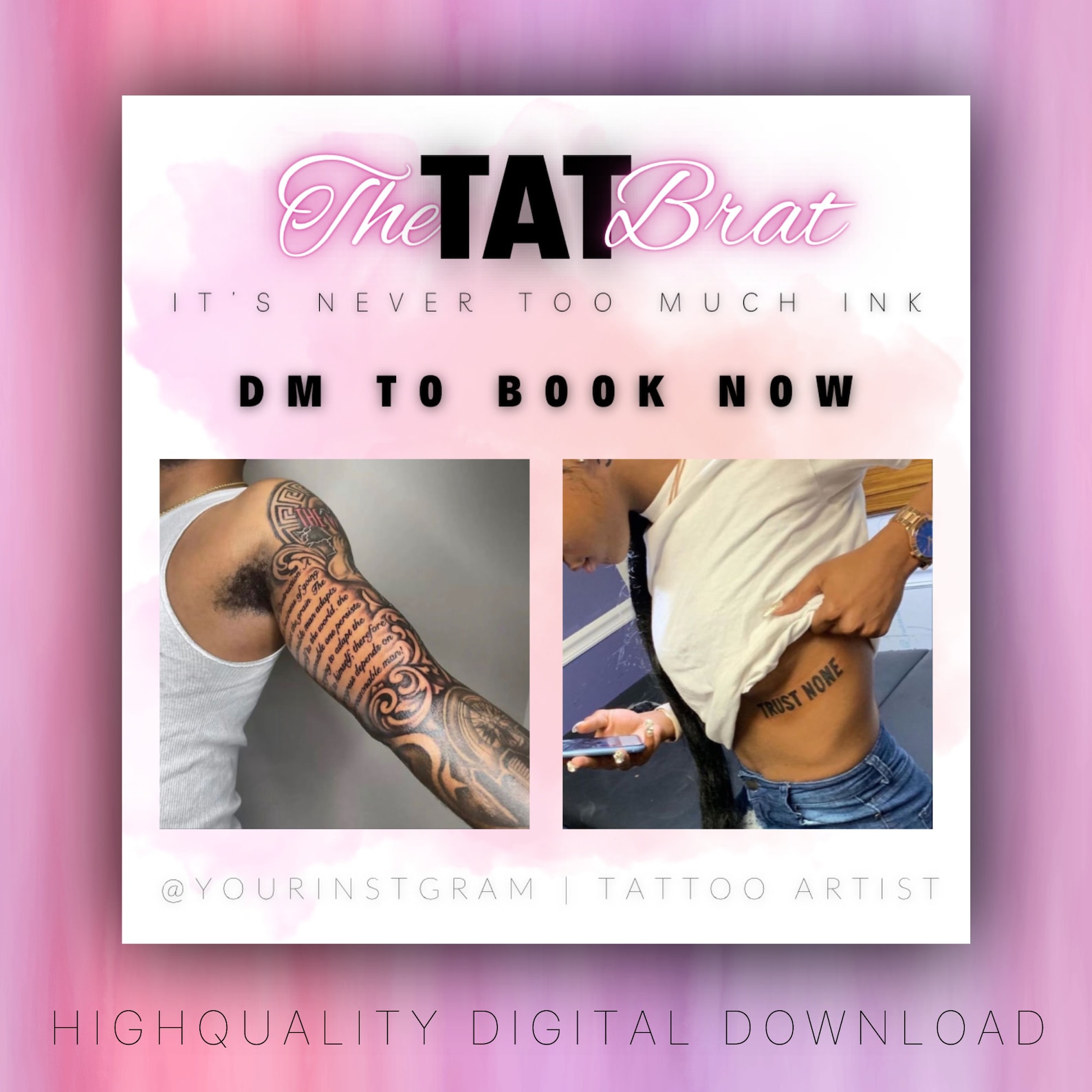 Tattoo Book Now Template, DIY Tattoo Flyer, Women’s Book Now Digital ...
