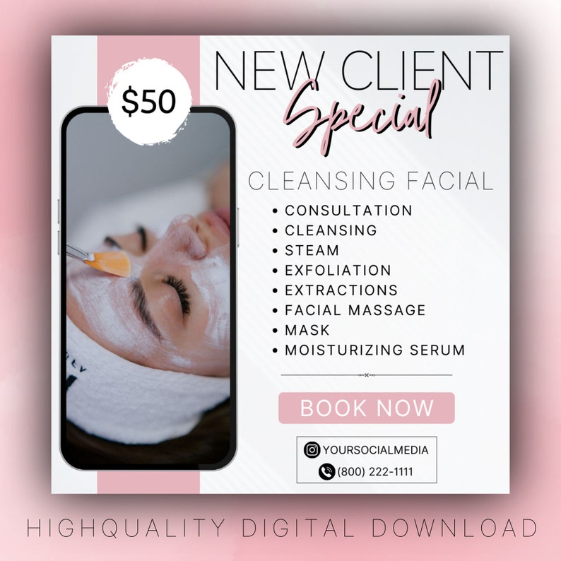 Facial Specials Flyer DIY Canva Template Facial Treatment - Etsy