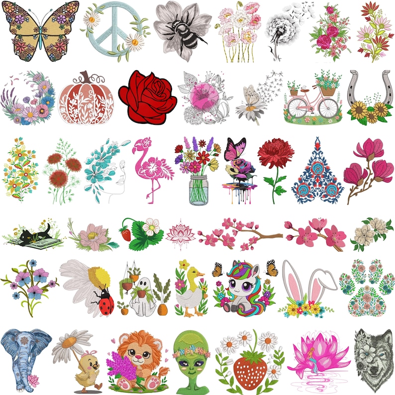 900 Embroidery Designs Bundle: Floral & Animal Machine Stitch Patterns ...