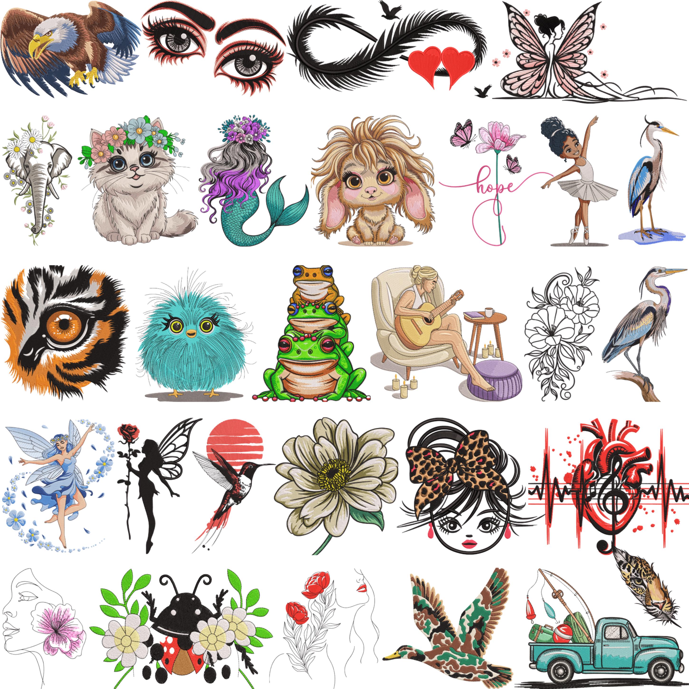 900 Embroidery Designs Bundle: Floral & Animal Machine Stitch Patterns ...