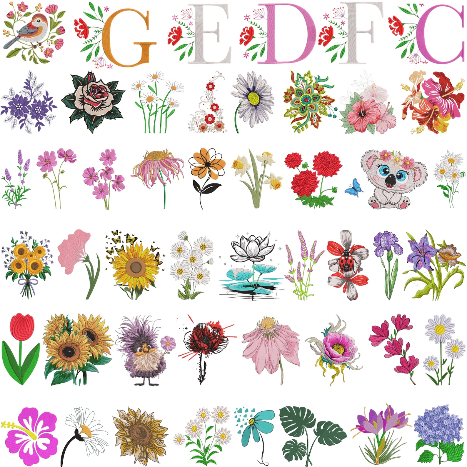900 Embroidery Designs Bundle: Floral & Animal Machine Stitch Patterns ...