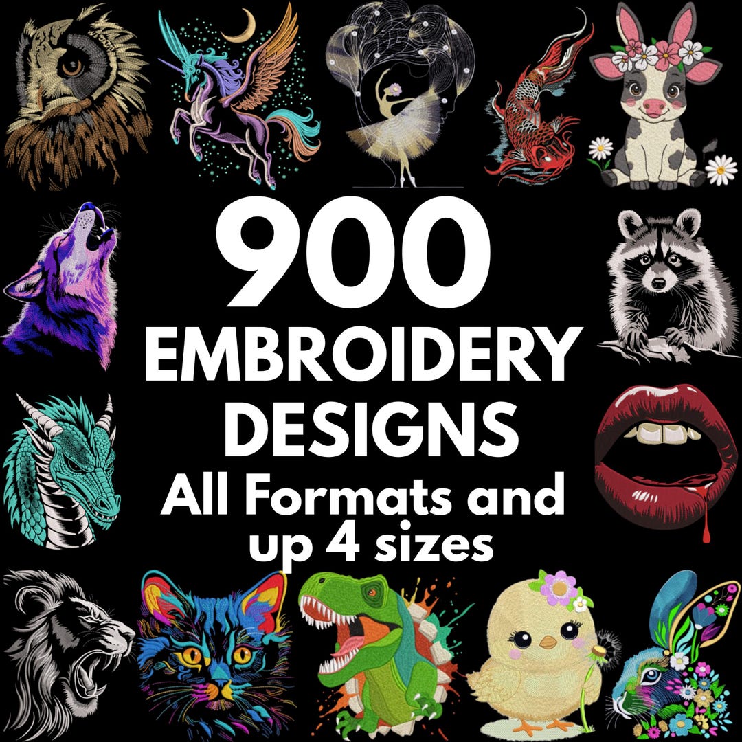 900 Embroidery Designs Bundle: Floral & Animal Machine Stitch Patterns ...