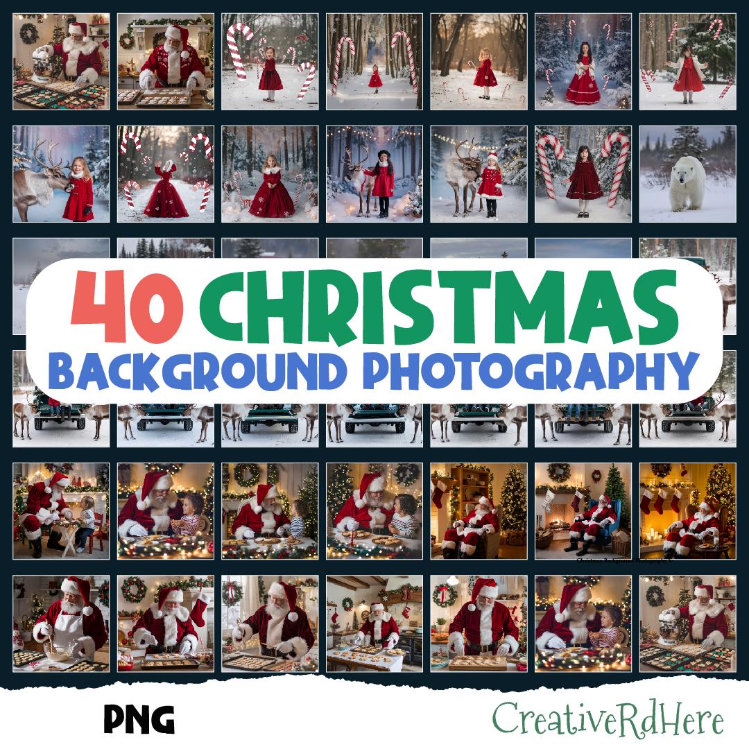 Christmas Digital Backdrop Bundle 40 Holidays Photo Composites Xmas ...