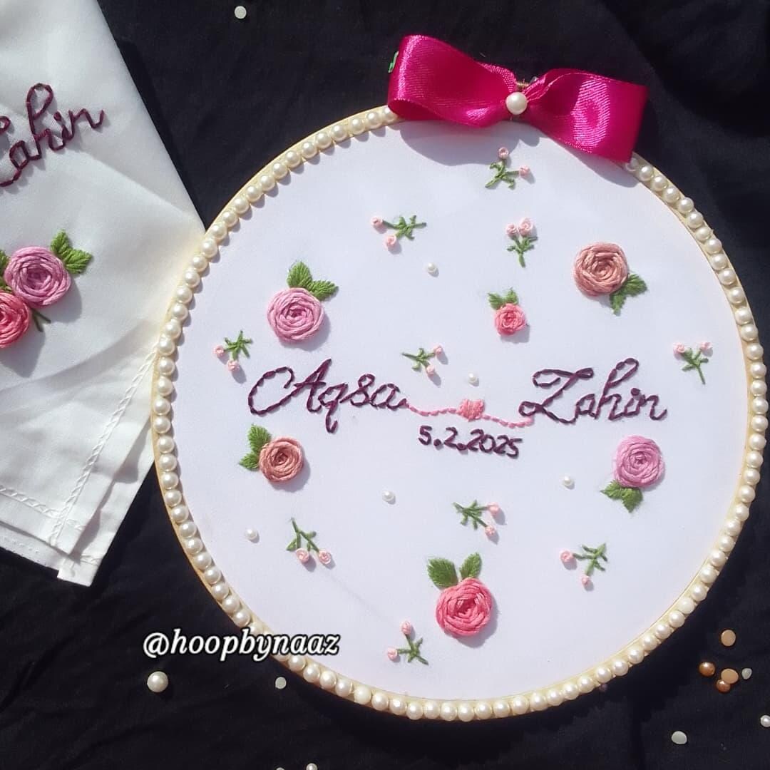 Personalized Hand Embroidery Hoop | Custom Floral Name, Wedding ...