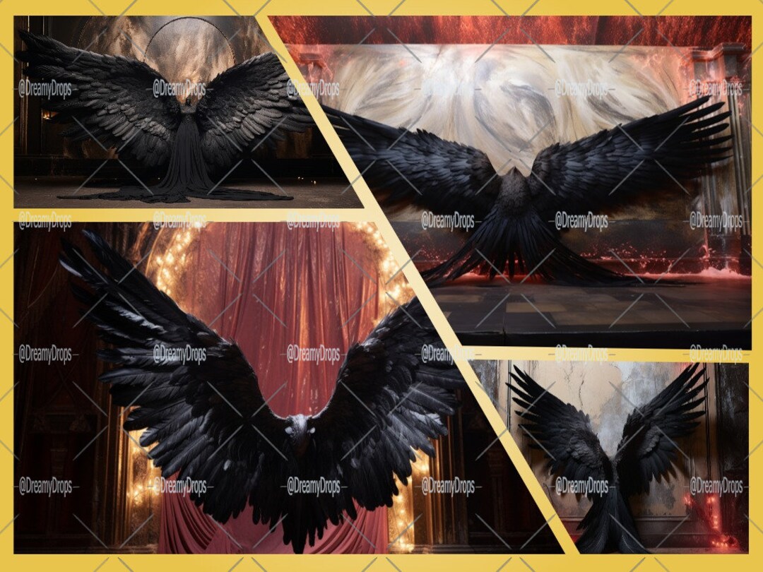 Gothic Dress and Raven Wings Digital Backdrop Set: the Flames - Etsy