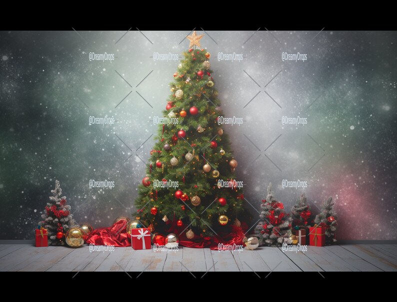 40+ Christmas Themed Digital Backdrops Christmas Trees and Cozy Homes ...