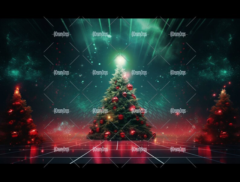 40+ Christmas Themed Digital Backdrops Christmas Trees and Cozy Homes ...