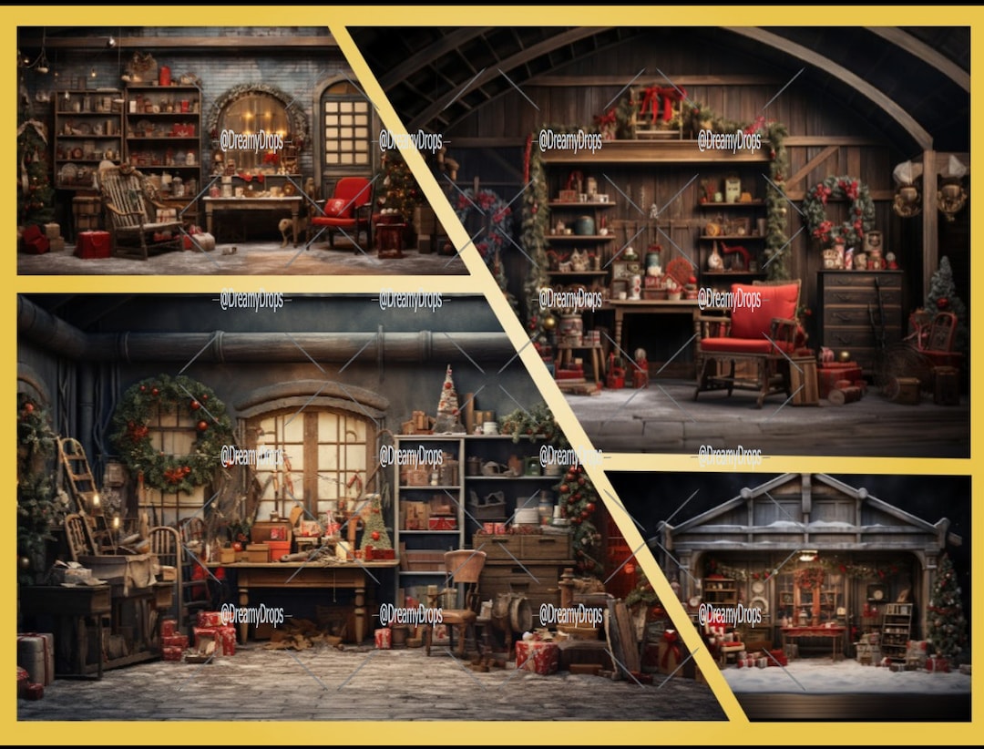 Christmas Themed Santa's Workshop Master Collection: Cozy Christmas Settings and Digital ...