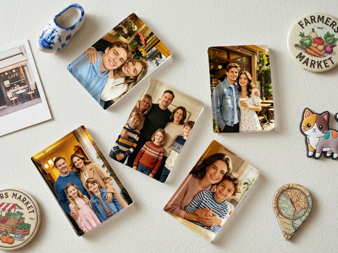Personalized Resin Photo Fridge Magnets, Custom Family Keepsake, Glossy ...
