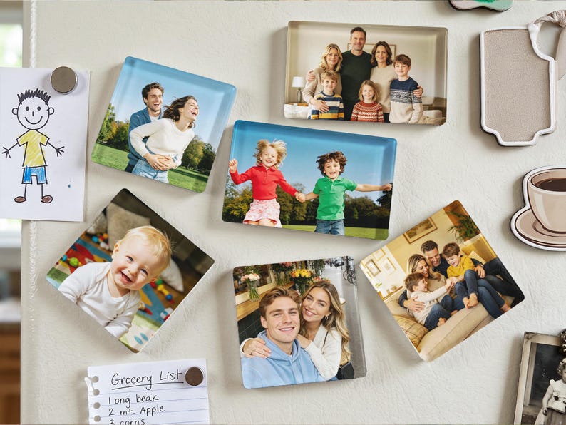 Personalized Resin Photo Fridge Magnets, Custom Family Keepsake, Glossy ...