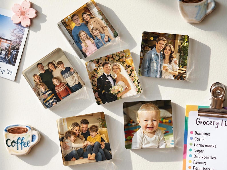 Personalized Resin Photo Fridge Magnets, Custom Family Keepsake, Glossy ...