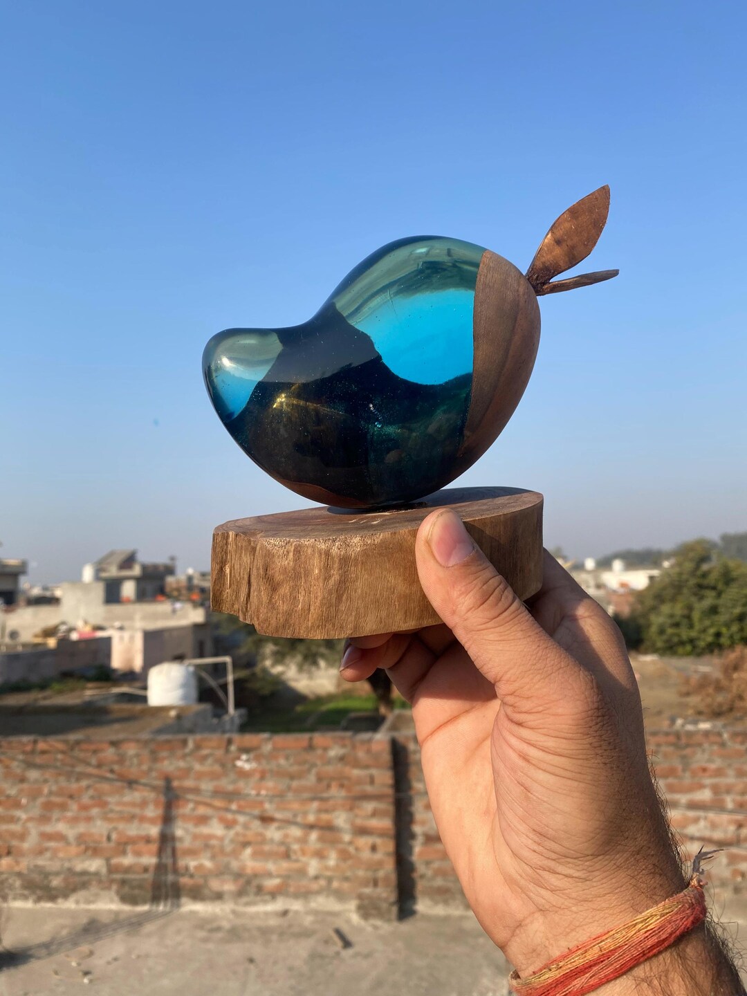 Handcrafted Wooden & Epoxy Resin Mango – Unique Decorative Art Piece ...