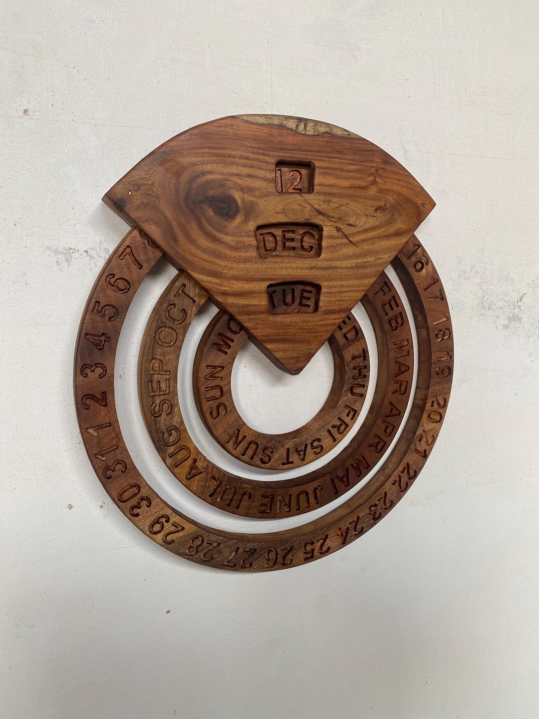 Handcrafted Walnut Wood Perpetual Wall Calendar – Rustic Home & Office ...