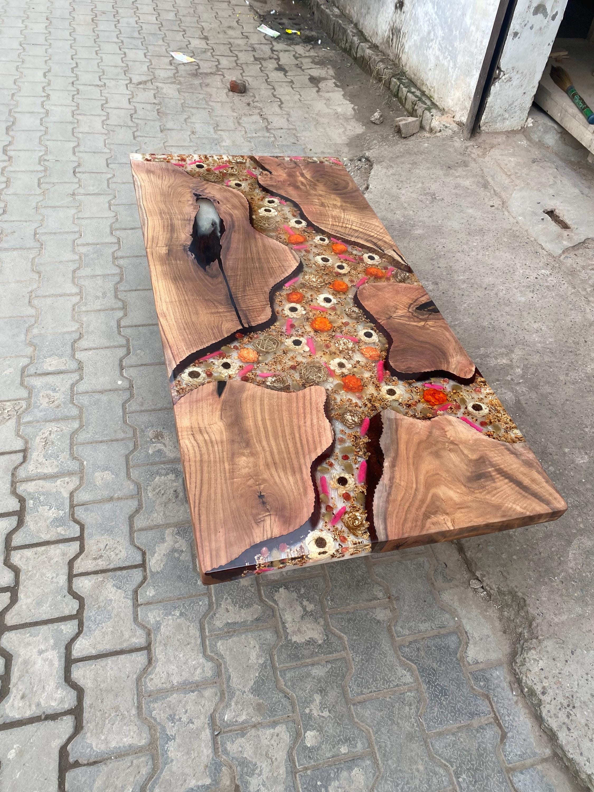 Custom Epoxy Resin Floral Table – Handmade Botanical Art Table | Real ...