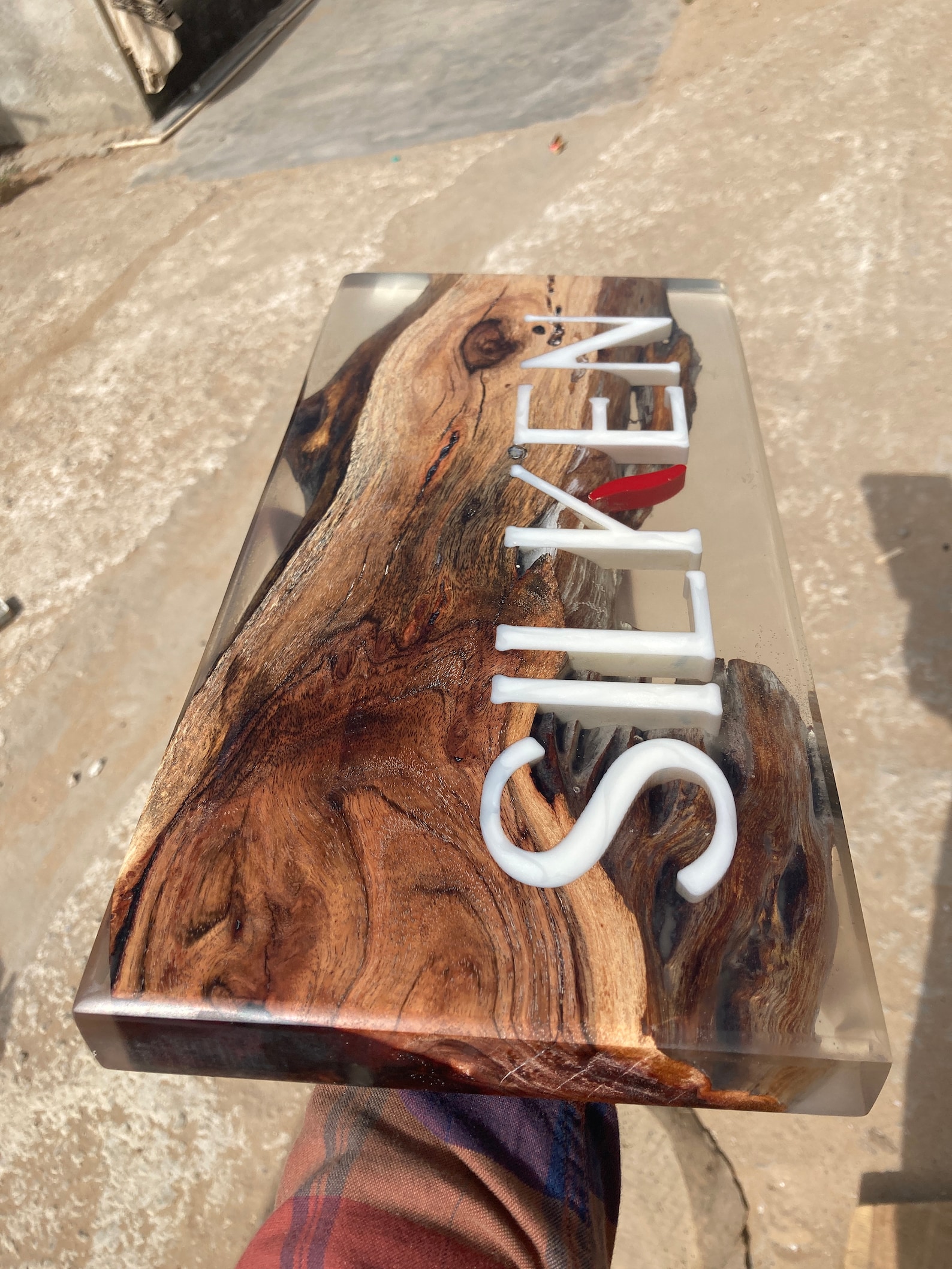 Custom Epoxy Resin Nameplate, Personalized Walnut Wood House Sign ...
