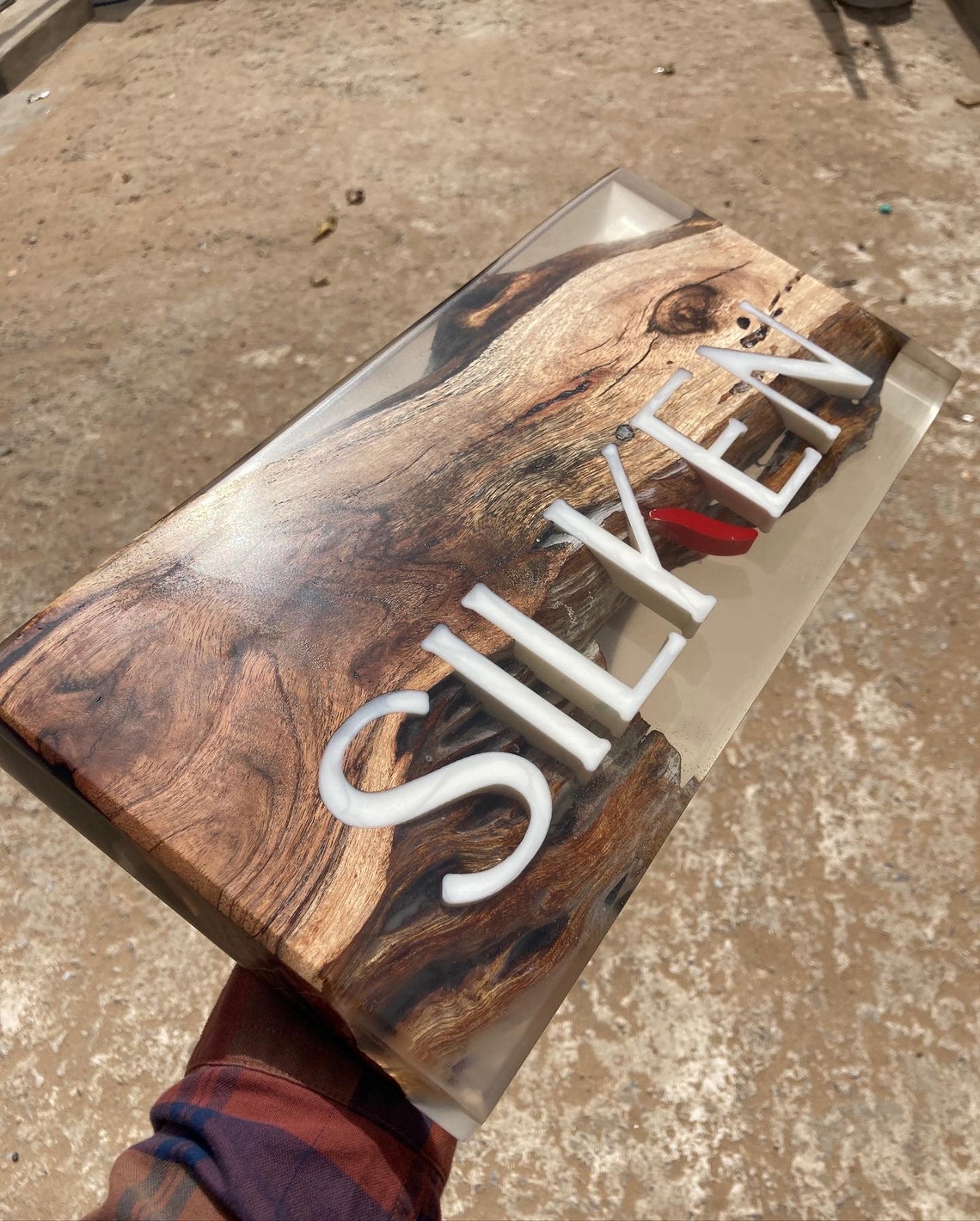 Custom Epoxy Resin Nameplate, Personalized Walnut Wood House Sign ...