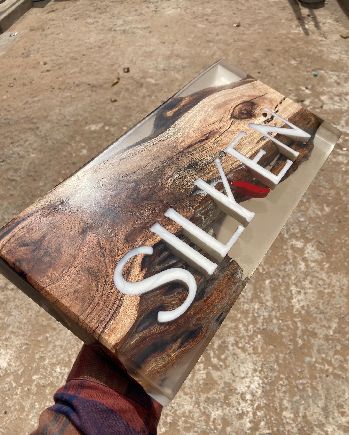 Custom Epoxy Resin Nameplate, Personalized Walnut Wood House Sign ...