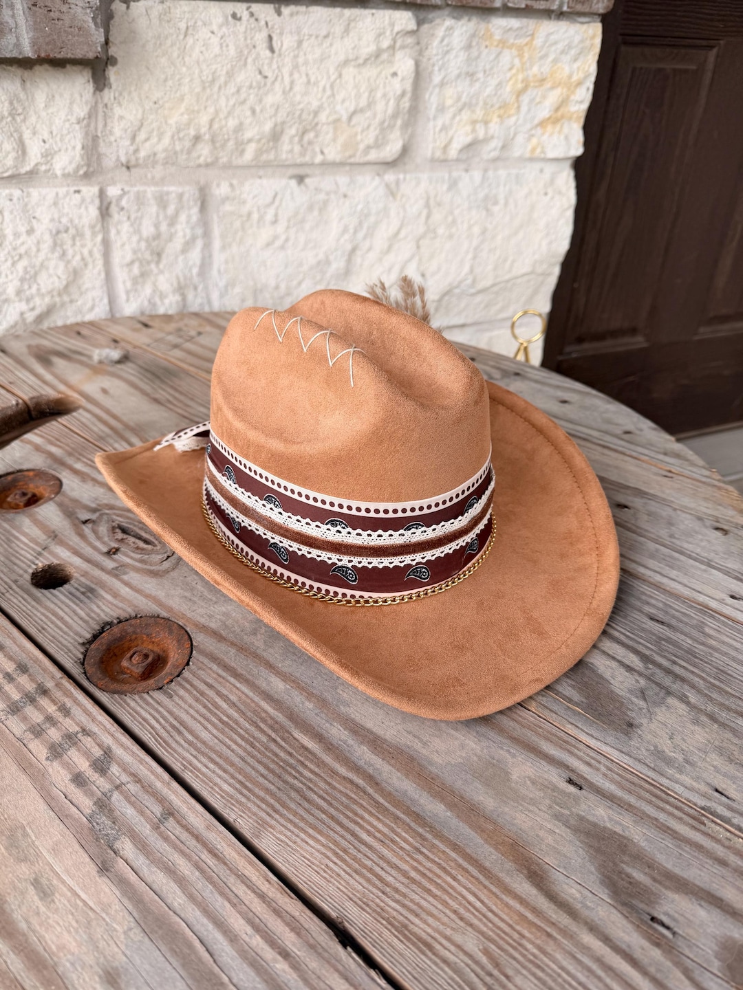 Curved Wide Brim Western Hat - Etsy