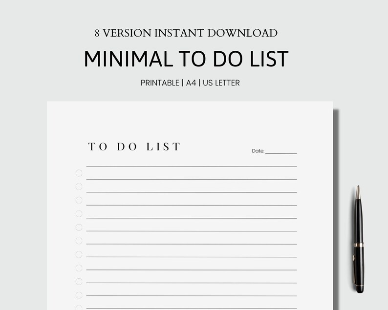 Minimal to Do List Printable Simple Tasks List Template - Etsy