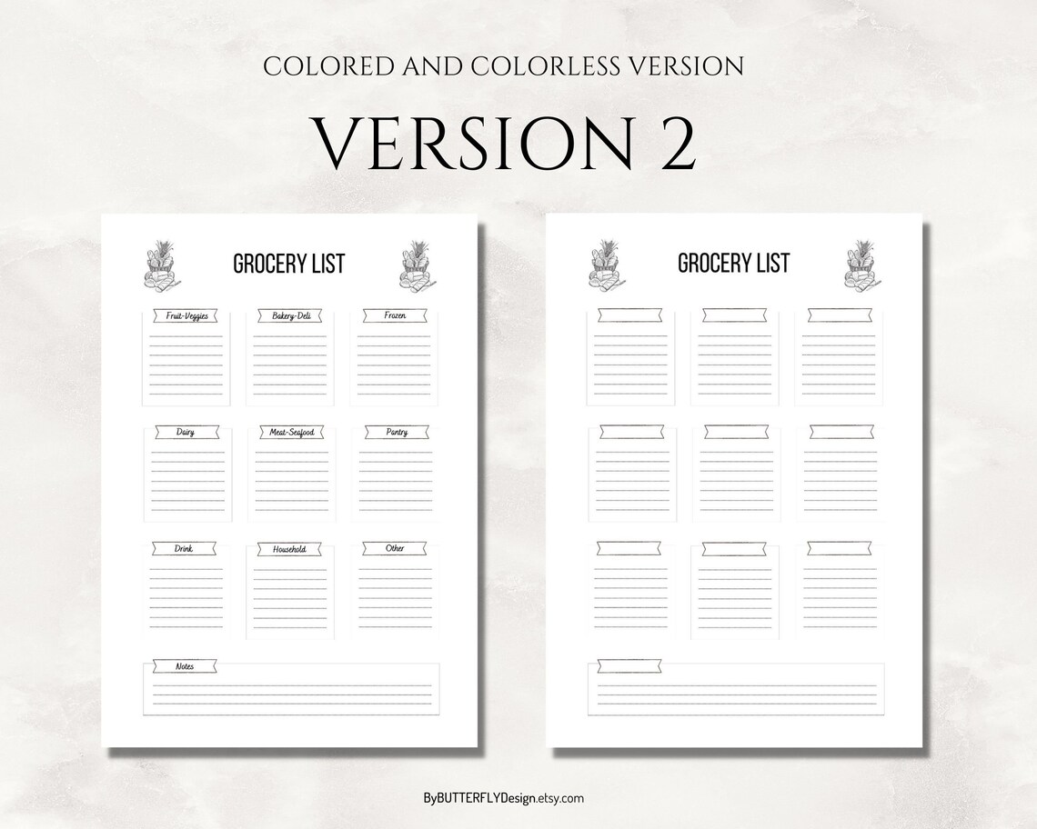 Grocery List Printable Template | Grocery Planner | Food Shopping List ...