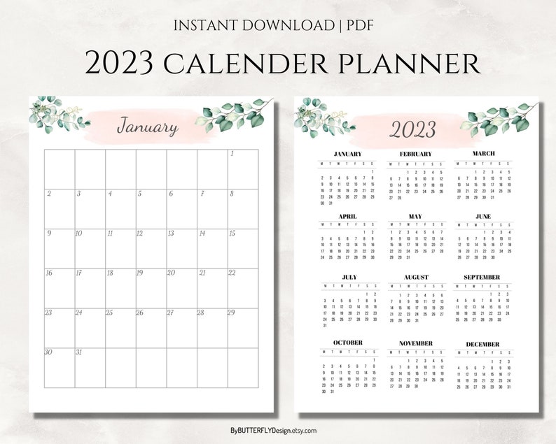 2023 Monthly Planner Printable | 2023 Calender | A4/letter | Monthly ...