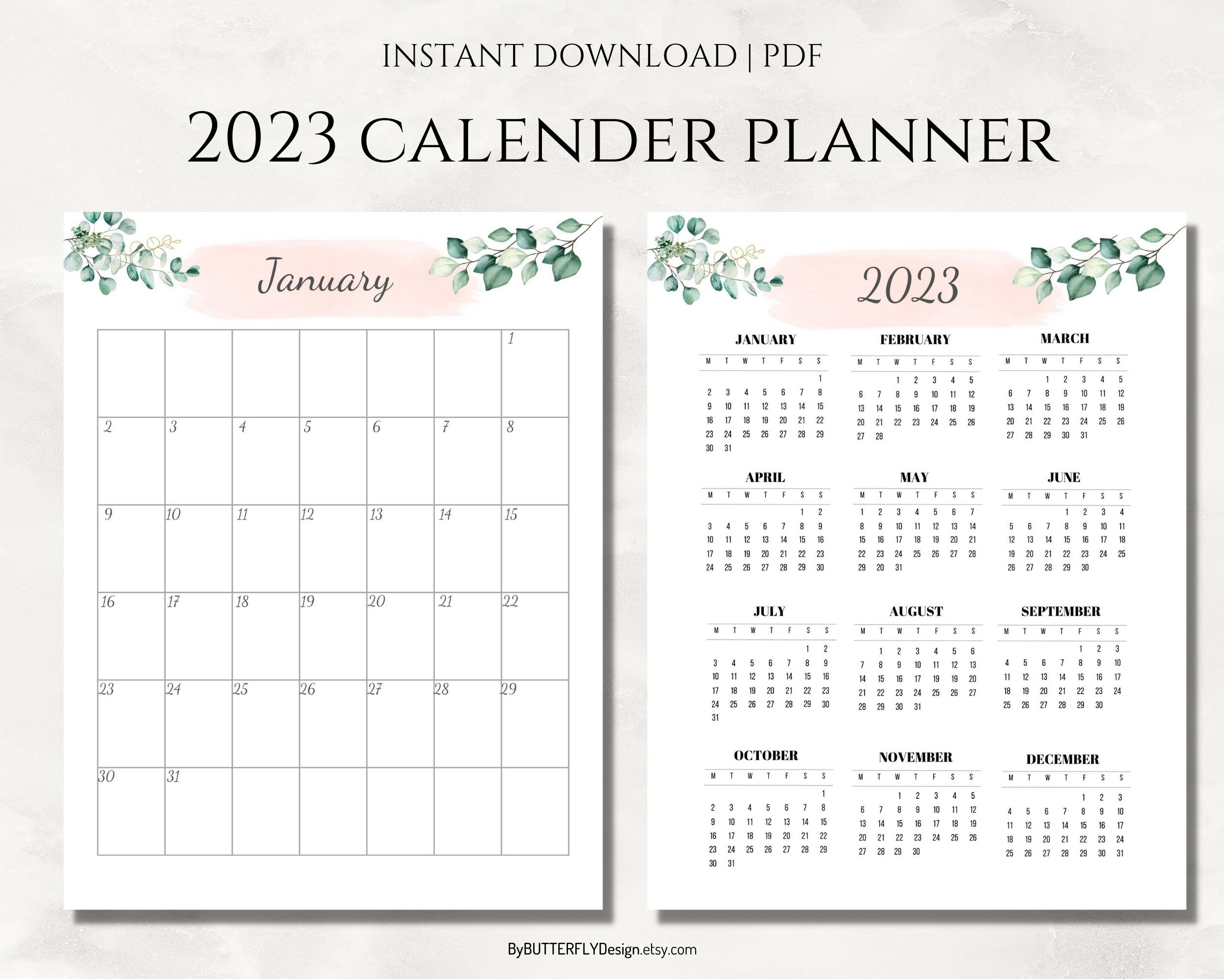 2023 Monthly Planner Printable | 2023 Calender | A4/letter | Monthly ...