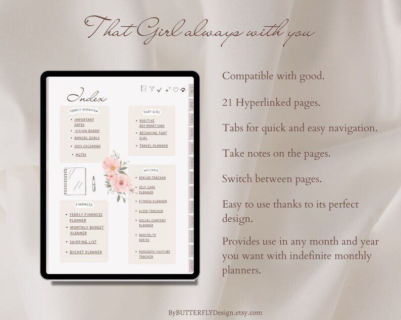 Digital Planner Monthly Planner Undated Digital Planner - Etsy