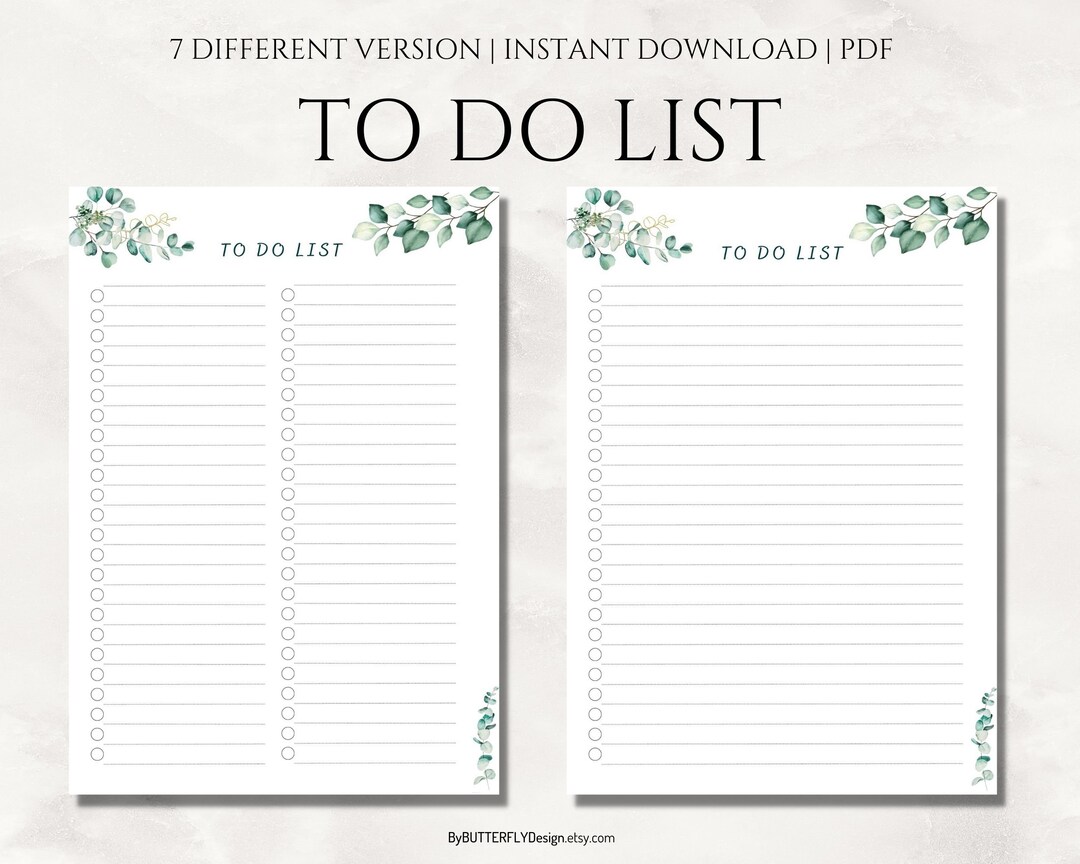 Minimal to Do List Printable Simple Tasks List Template Productivity ...
