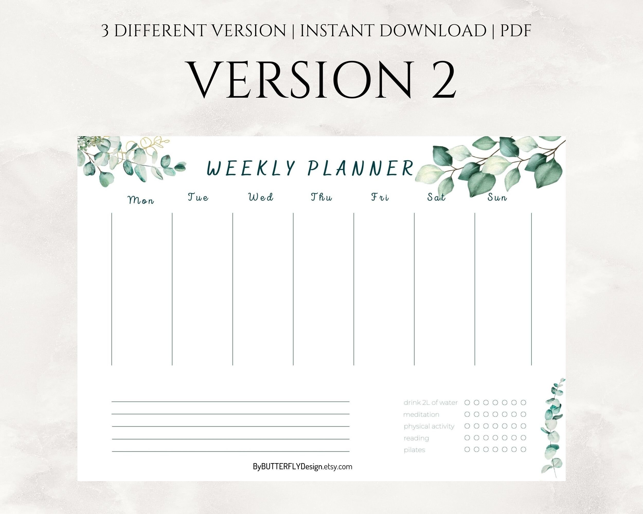 Weekly Planner | Digital Weekly Planner | Printable Weekly | Daily ...