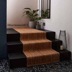 Jute Stairs Runner Natural Fiber Jute Runner Rug Vintage Style CUSTOM ...