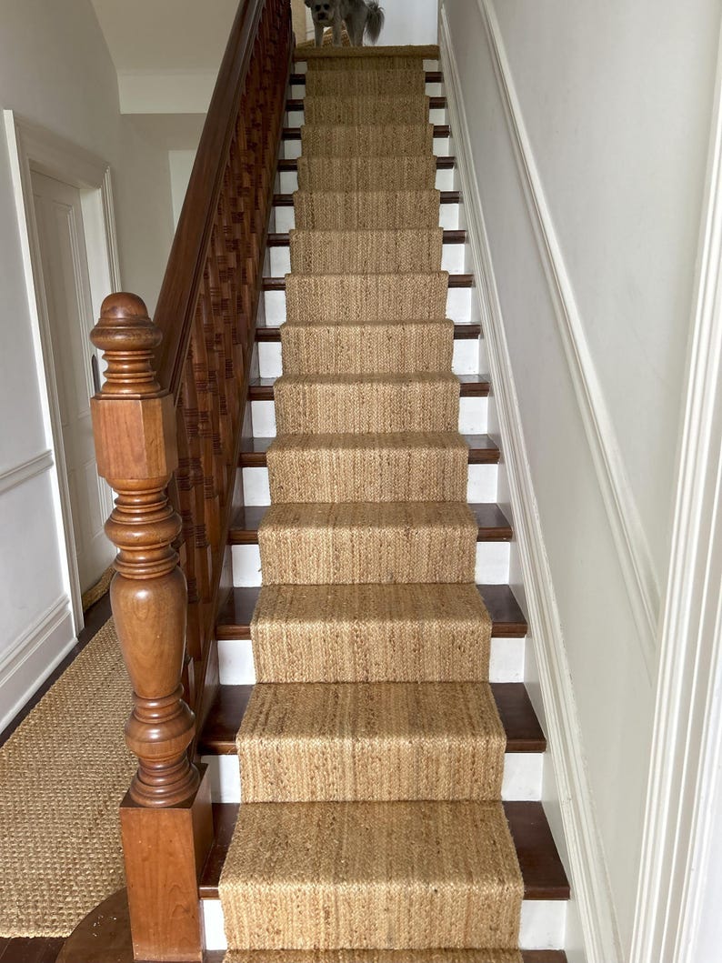 Braided Jute Stair Runner: Natural Fiber Rug, Vintage Style - Custom ...