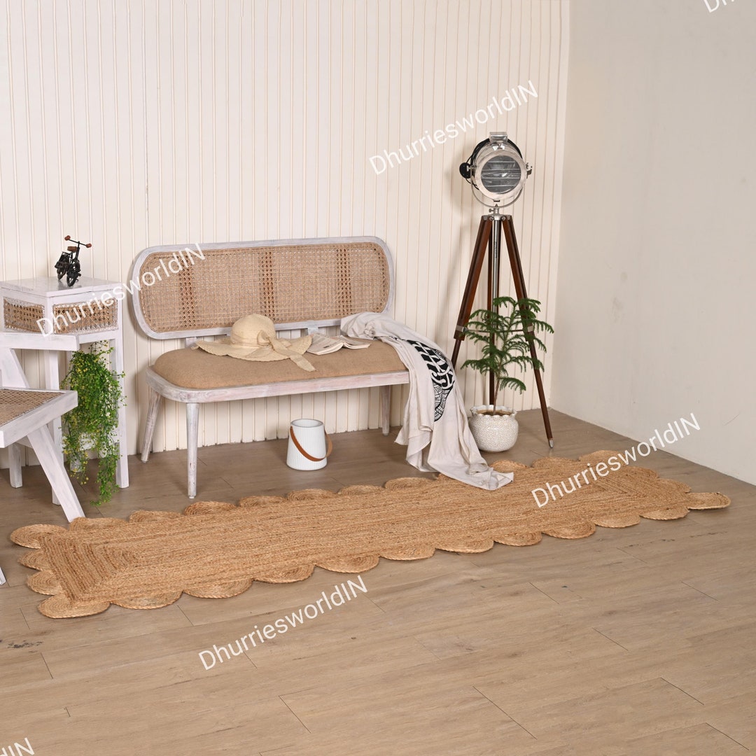 Scalloped Runner Rug, Jute Scallop Rug, Jute Runner Rug, Natural Jute ...