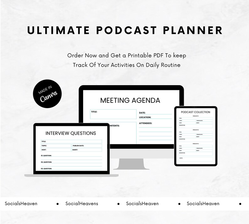 Printable Podcast Planner Template Episode Podcast Interview Planning ...