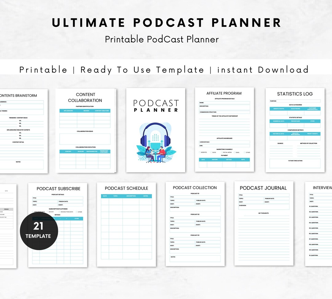 Printable Podcast Planner Template Episode Podcast Interview Planning ...