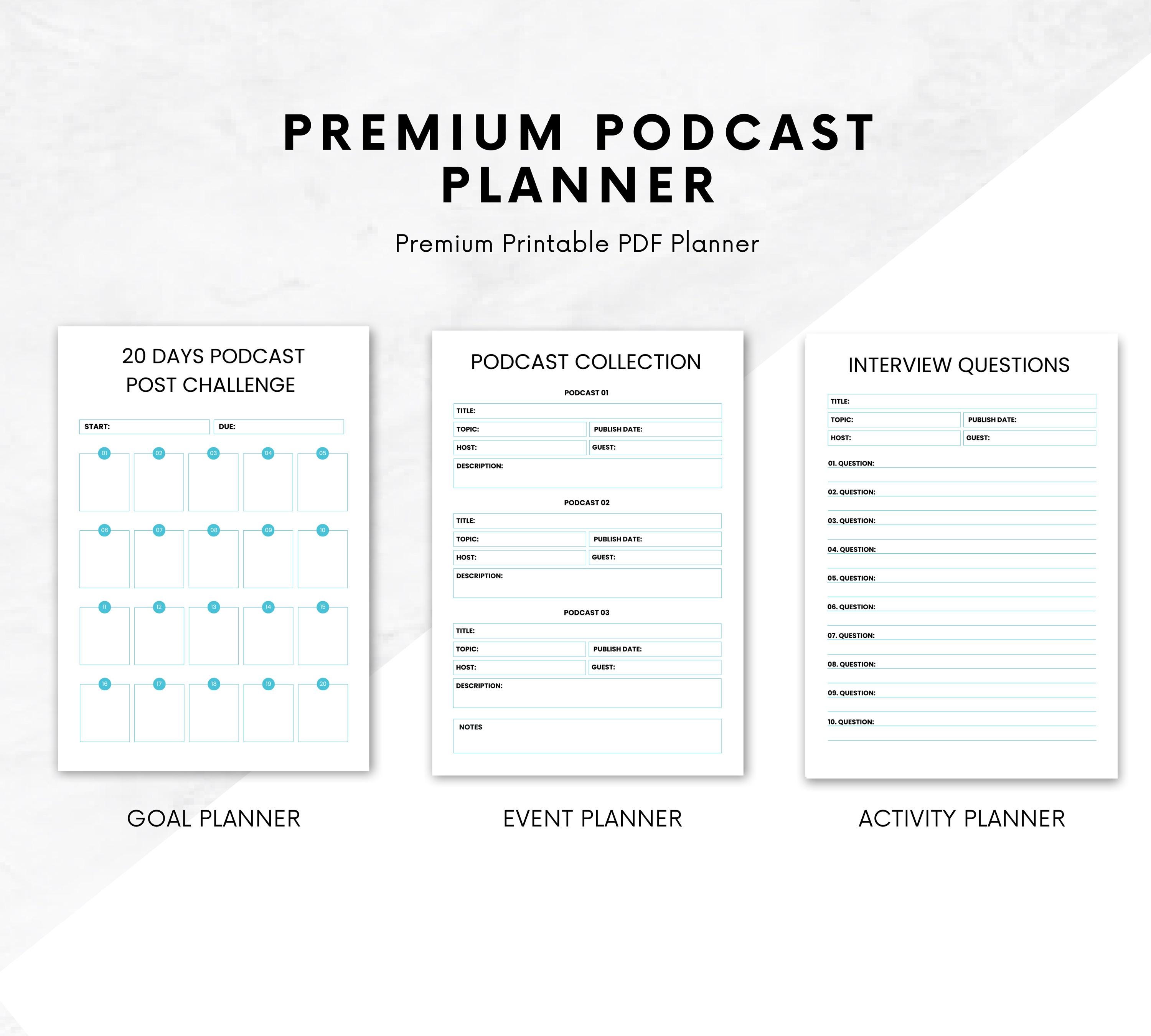 Printable Podcast Planner Template Episode Podcast Interview Planning ...