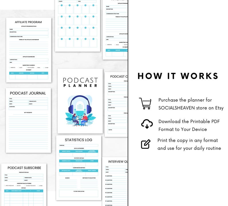 Printable Podcast Planner Template Episode Podcast Interview Planning ...