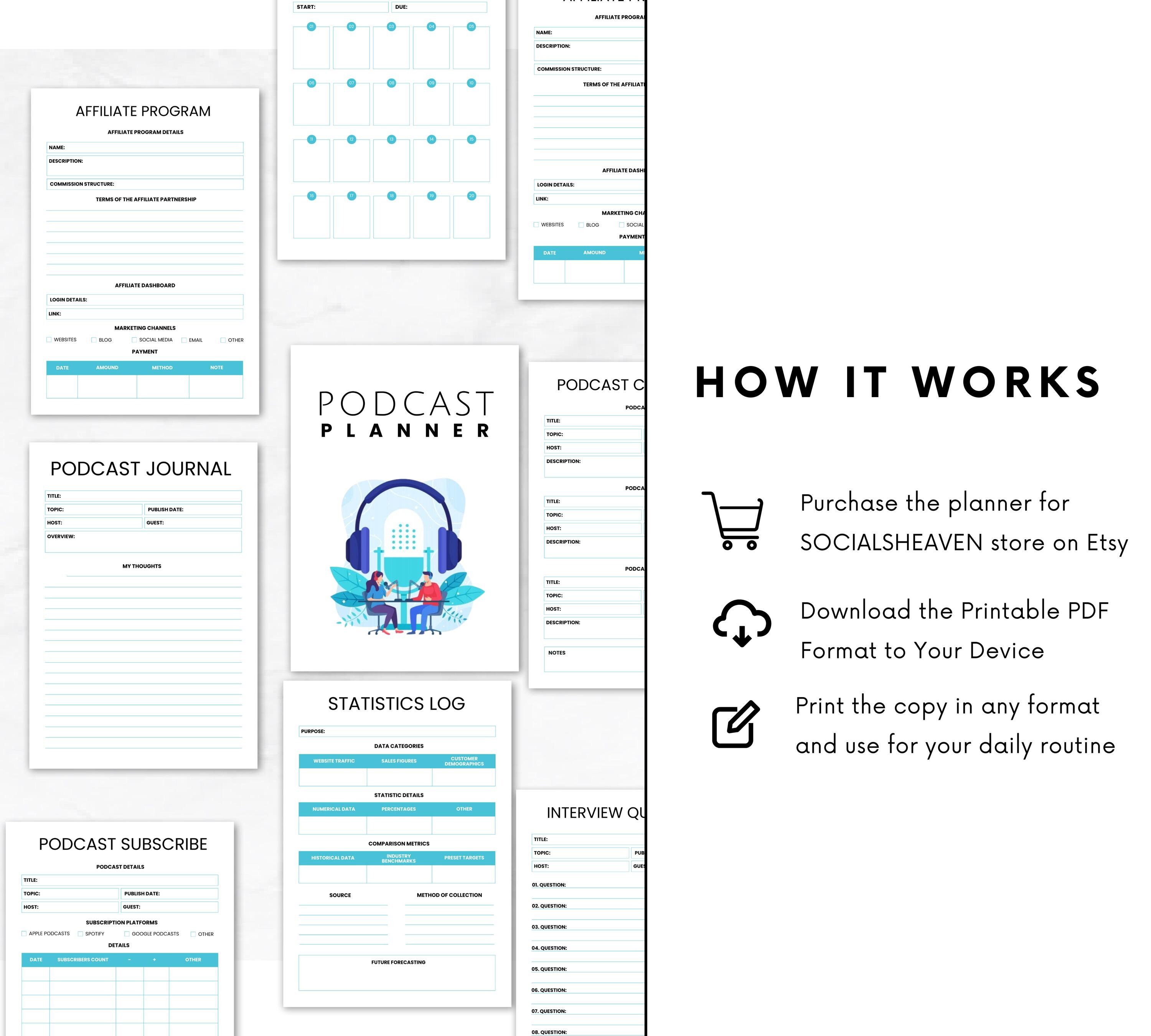 Printable Podcast Planner Template Episode Podcast Interview Planning ...