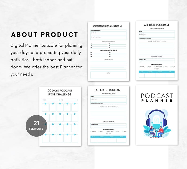 Printable Podcast Planner Template Episode Podcast Interview Planning ...