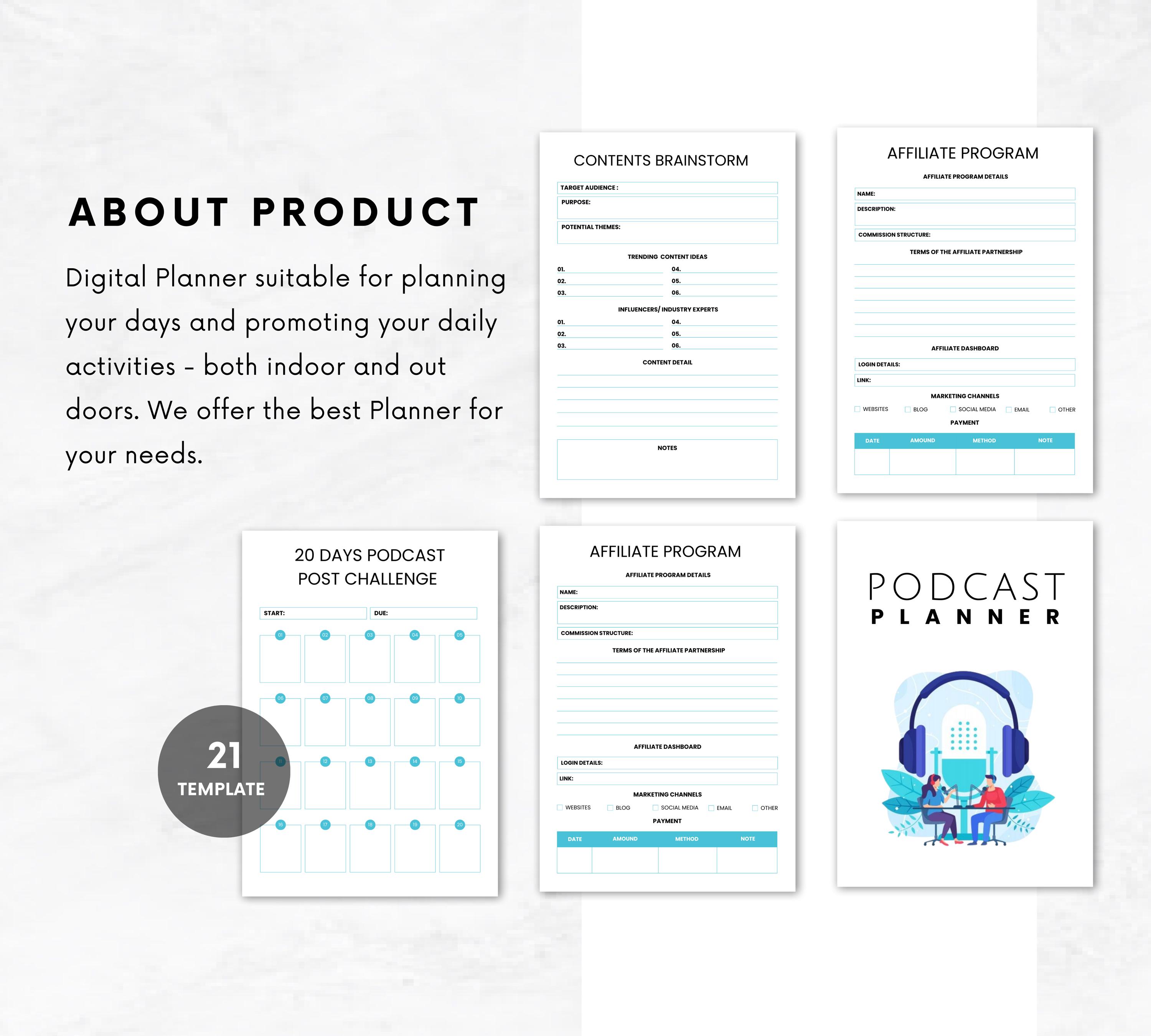 Printable Podcast Planner Template Episode Podcast Interview Planning ...