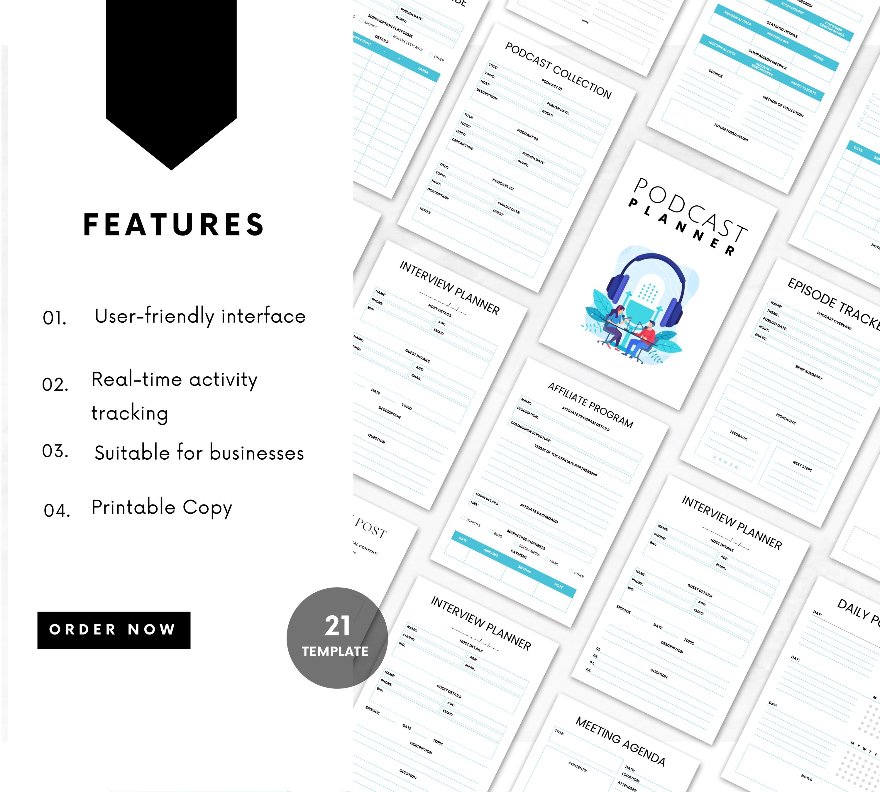 Printable Podcast Planner Template Episode Podcast Interview Planning ...