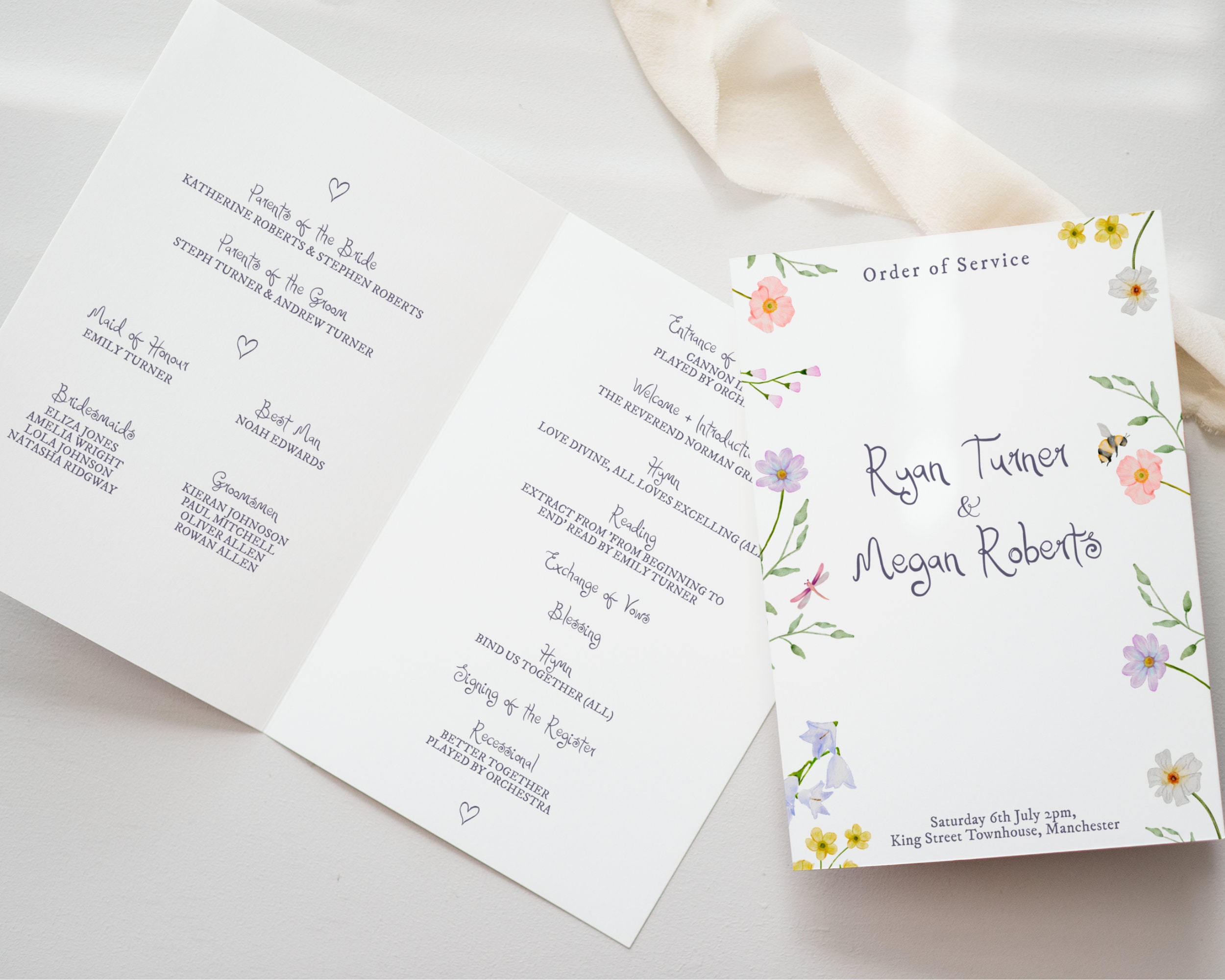 Wedding Program Template Handwritten Order of Service Painted ...