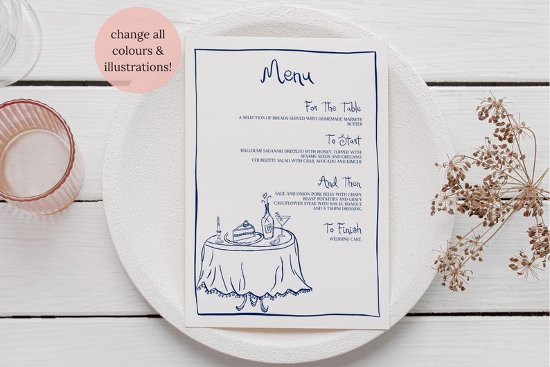 Menu Template Hand Drawn Doodle Illustrations & Handwritten - Etsy ...
