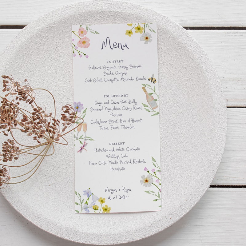 Watercolor Wedding Menu - Etsy