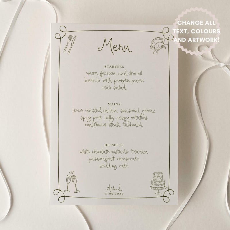 Vintage Wedding Menu - Etsy