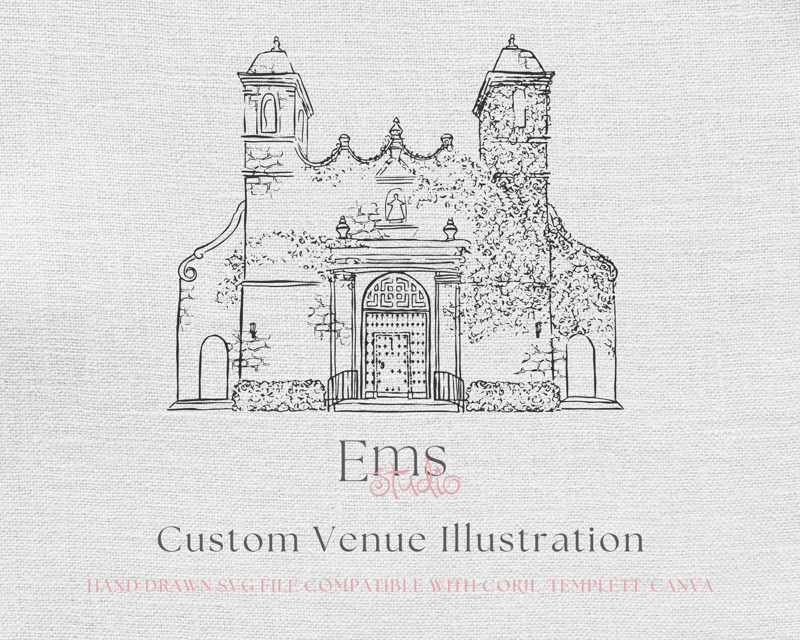 Custom Wedding Venue Illustration Digital Download | Hand Drawn ...