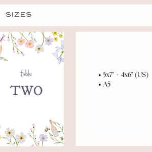 Wedding Table Numbers Template Painted Watercolor Meadow Boho ...